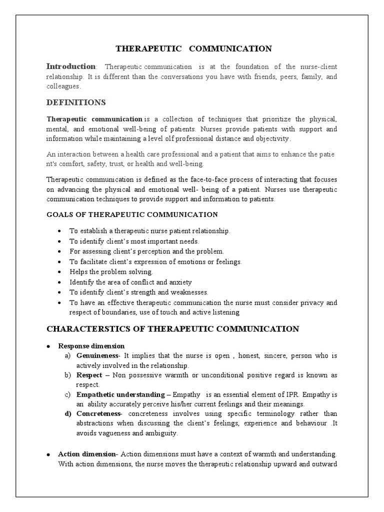 Therapeutic Communication | PDF | Nonverbal Communication | Empathy