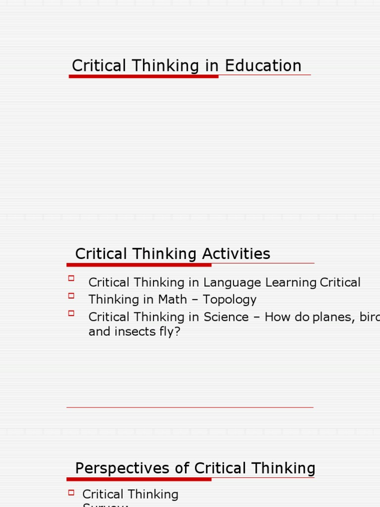 Critical Thinking in Education | PDF | Critical Thinking | Scientific ...