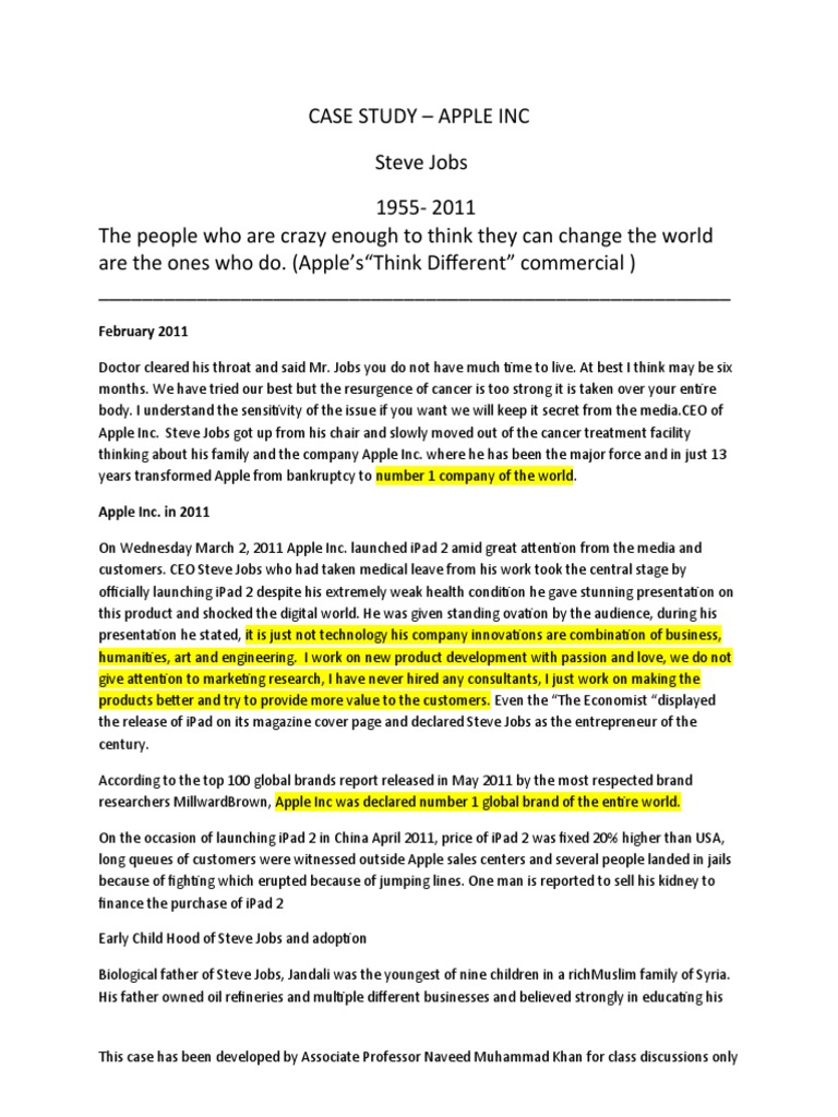 Apple Inc Case Study | PDF | Apple Inc. | Steve Jobs