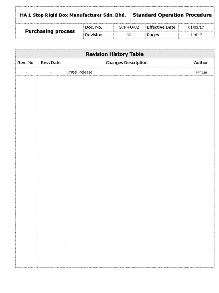 SOP - PU - 02 Purchasing | Download Free PDF | Supply Chain Management ...