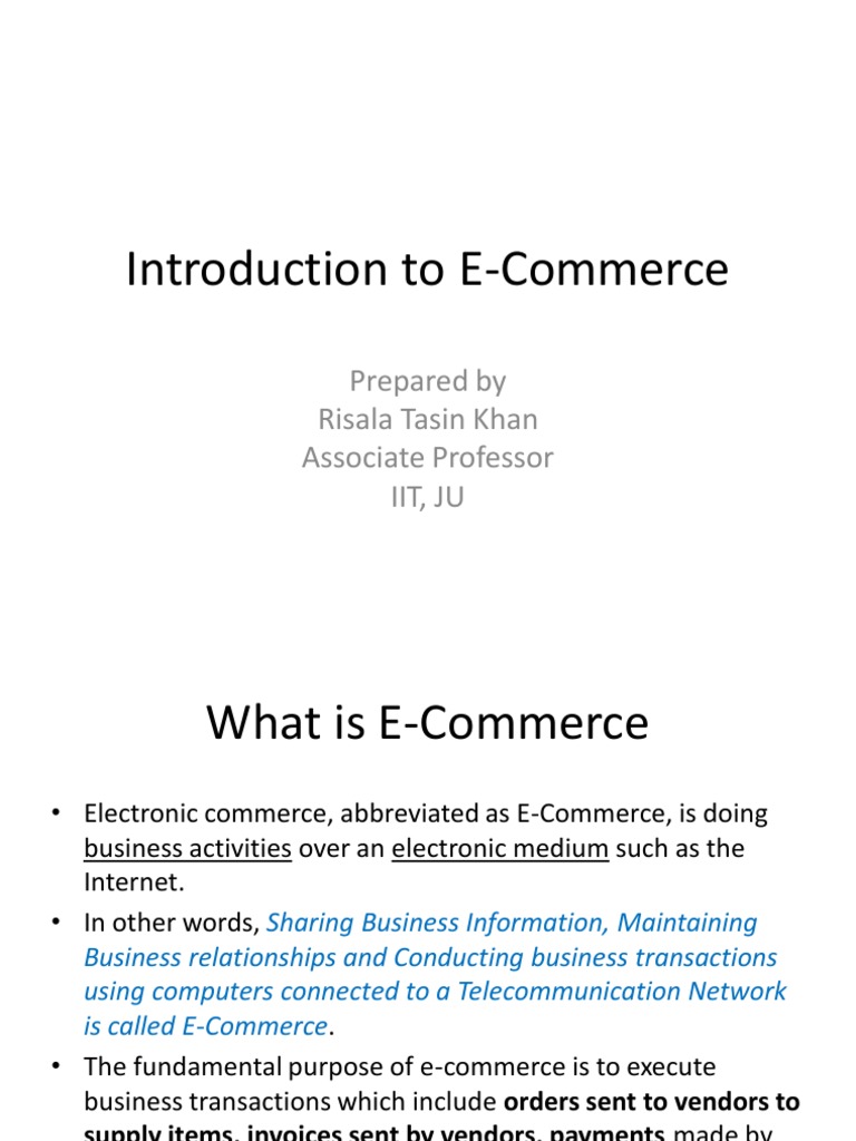 L-9..Introduction To E-Commerce | PDF | E Commerce | Online Shopping