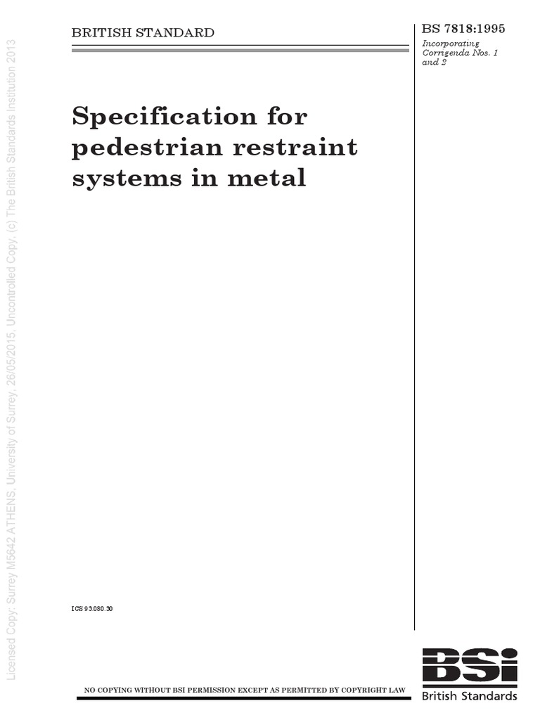 BS 7818-1995 | Download Free PDF | Sheet Metal | Road