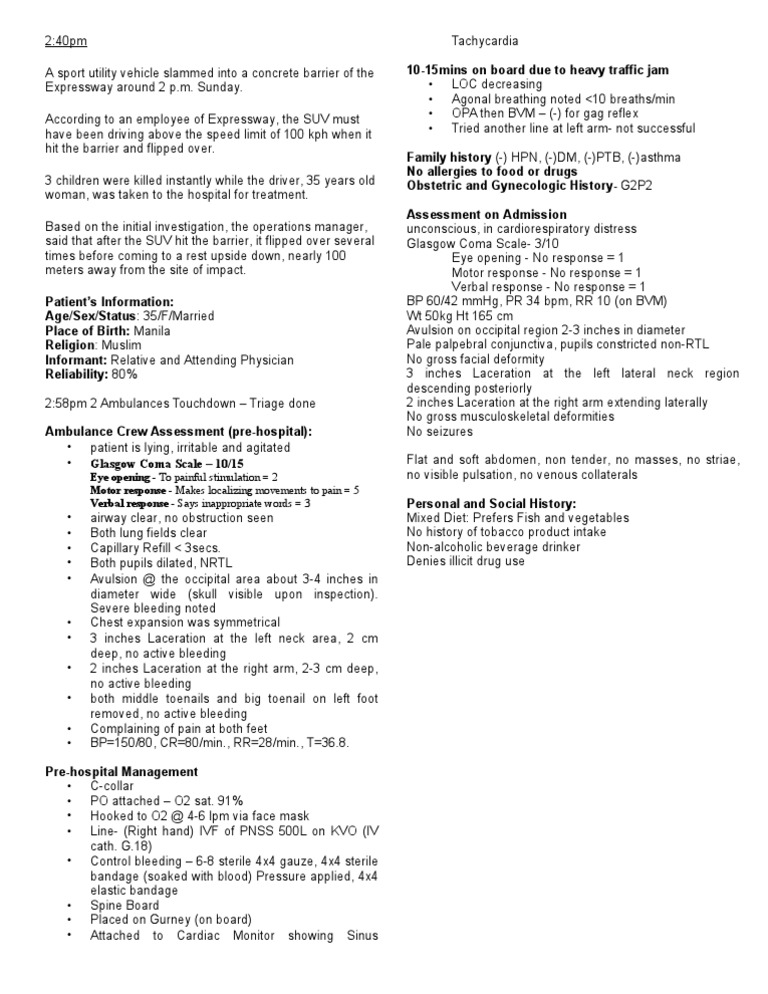 trauma-case scenario | Coma | Traumatology