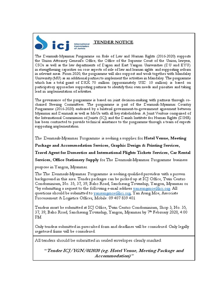 Tender Advertisement R | PDF | Myanmar | Virtue