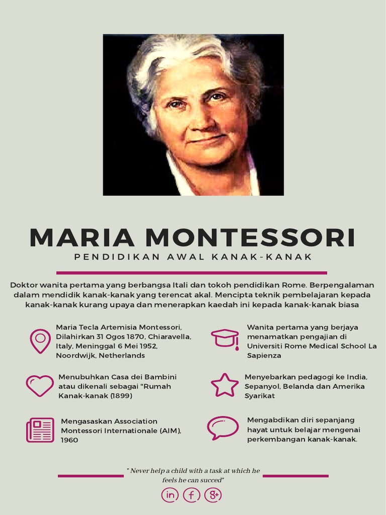 Infographic Biography - Maria Montessori | PDF