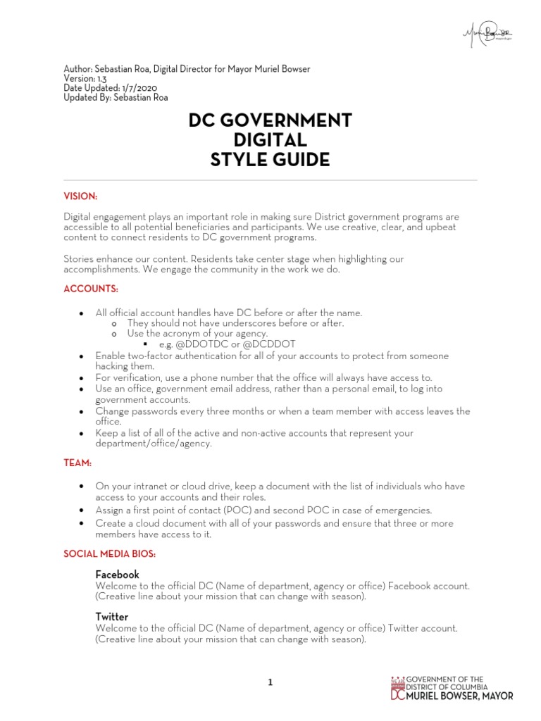 DC Government Digital Style Guide v1 | PDF | You Tube | Hashtag