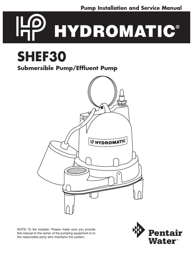 SHEF30: Submersible Pump/Effluent Pump | PDF | Pump | Electrical Connector
