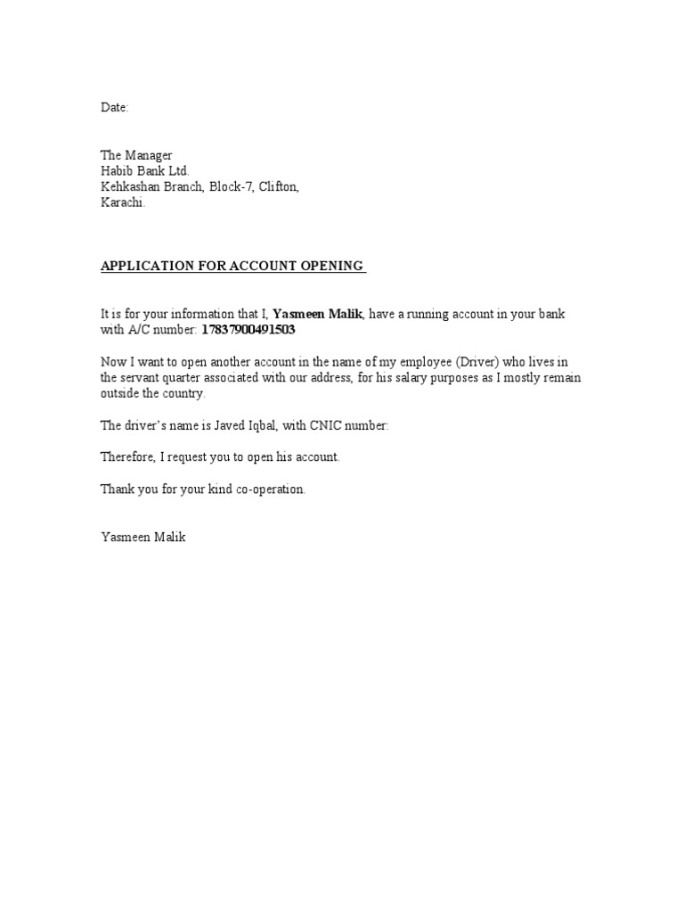 Application For Bank Account | PDF