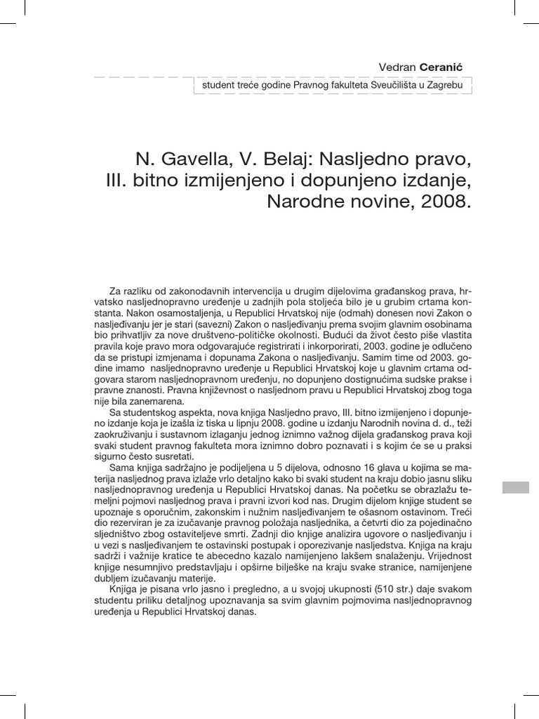 Recenzije Nasljedno Pravo | PDF