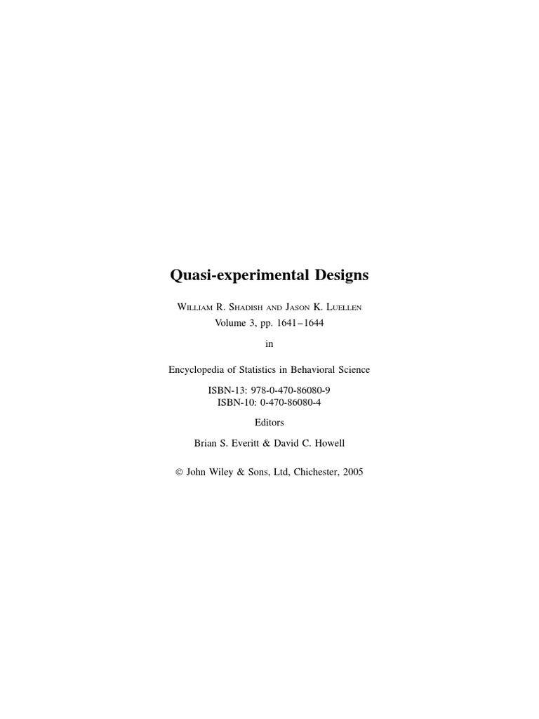 Shadish 2005 | PDF | Statistical Theory | Empiricism