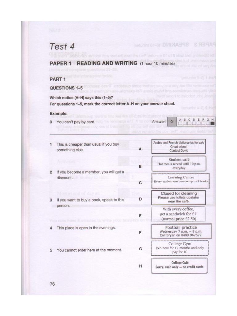 CB Papers KET 7 TEST4 - 77 95 | PDF