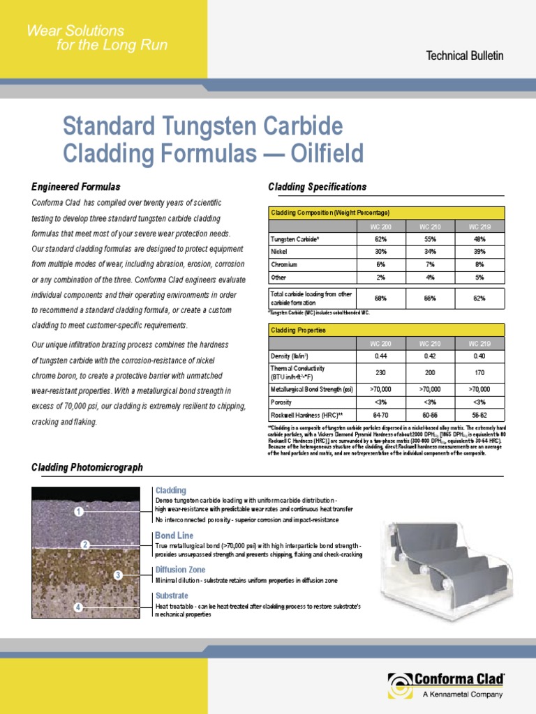 Standard Tungsten Carbide Cladding Formulas - Oilfield | PDF | Wear ...