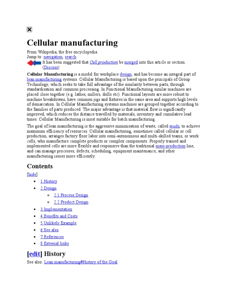An Overview of Cellular Manufacturing: History, Design, Implementation ...
