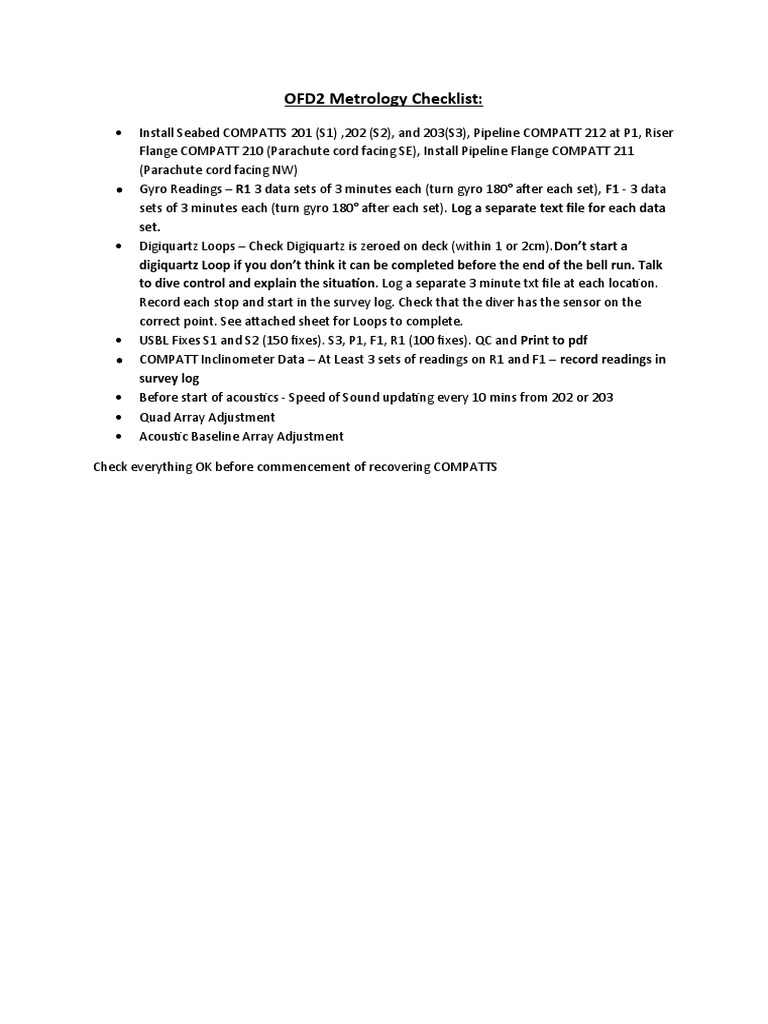 Metrology Checklist | PDF