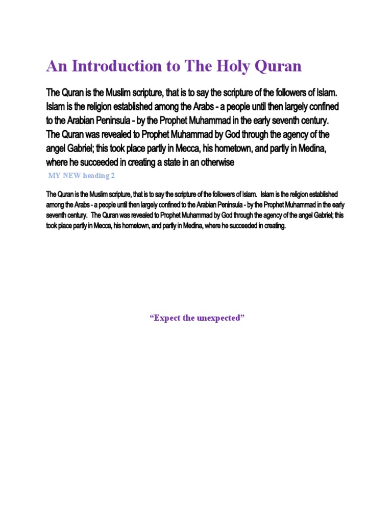 An Introduction To The Holy Quran | PDF