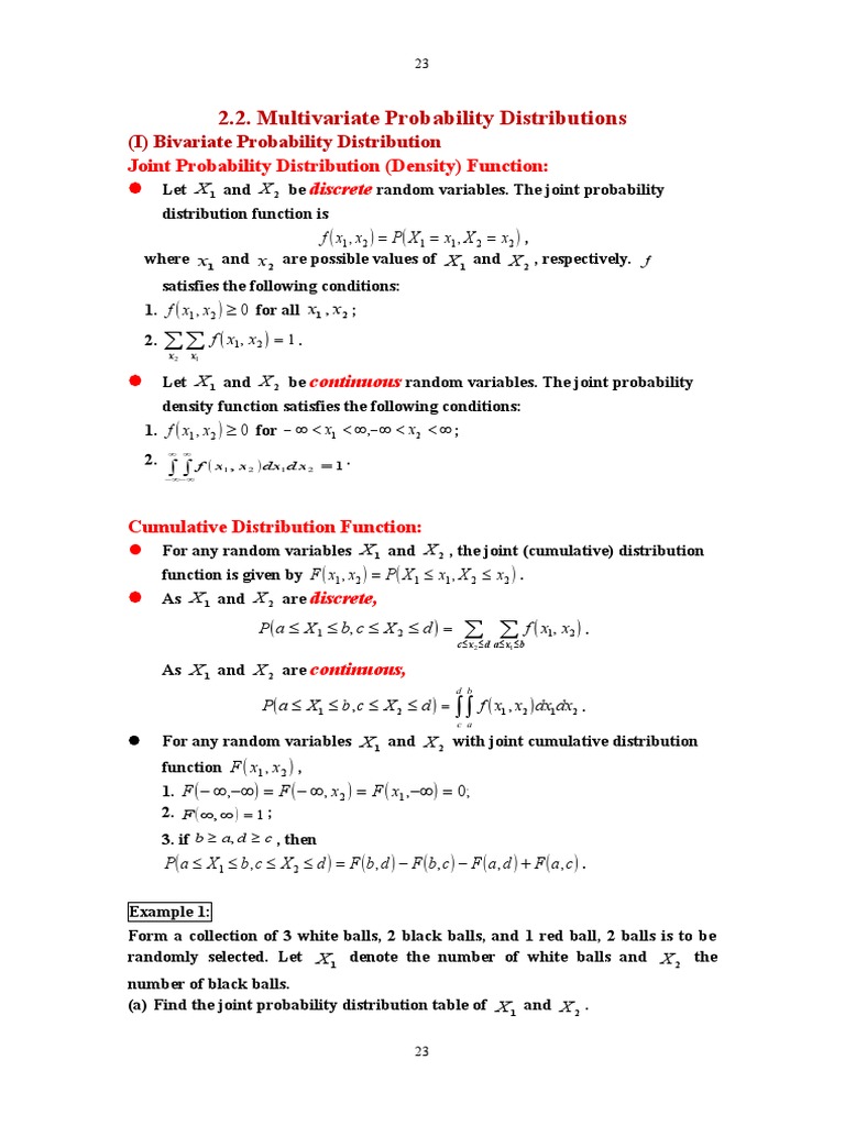 2.2. Multivariate Probability Distributions: Joint Probability ...