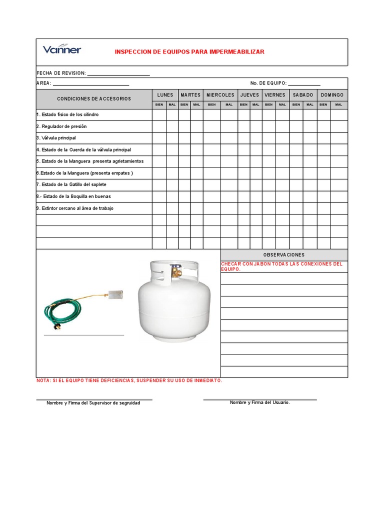 Check List de Oxicorte y Gas LP | PDF | Ingeniería mecánica | Gases