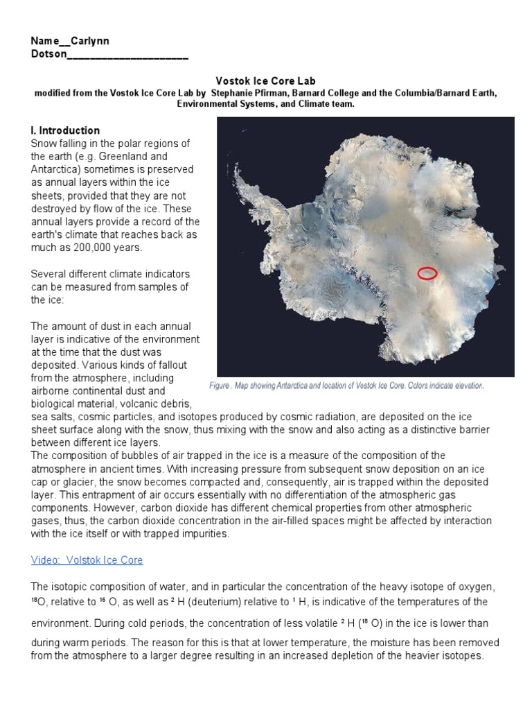 Vostok Ice Core Lab | PDF | Atmosphere Of Earth | Ice