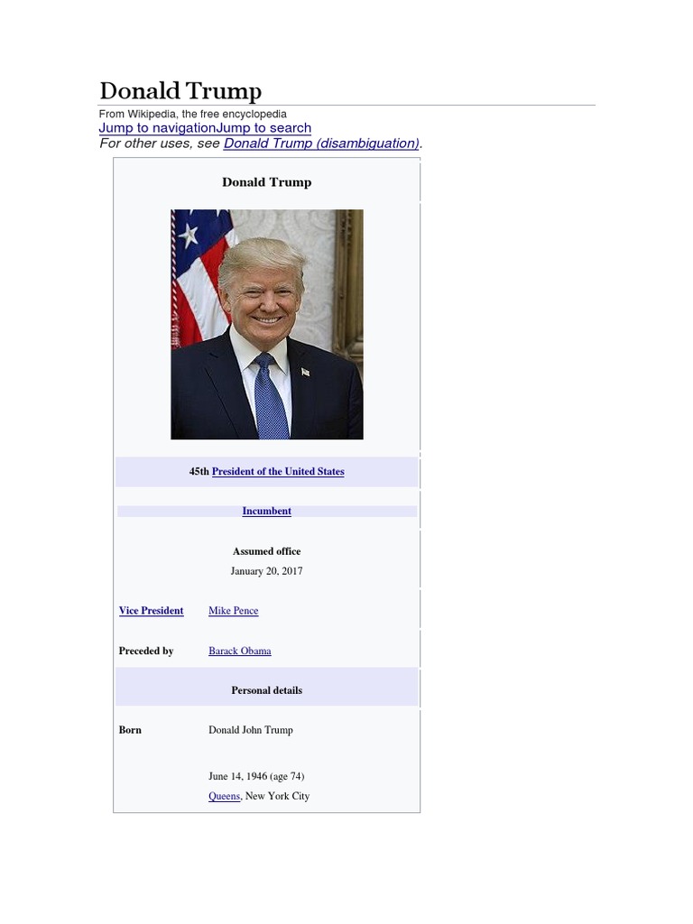 Donald Trump | PDF | Donald Trump | American Government
