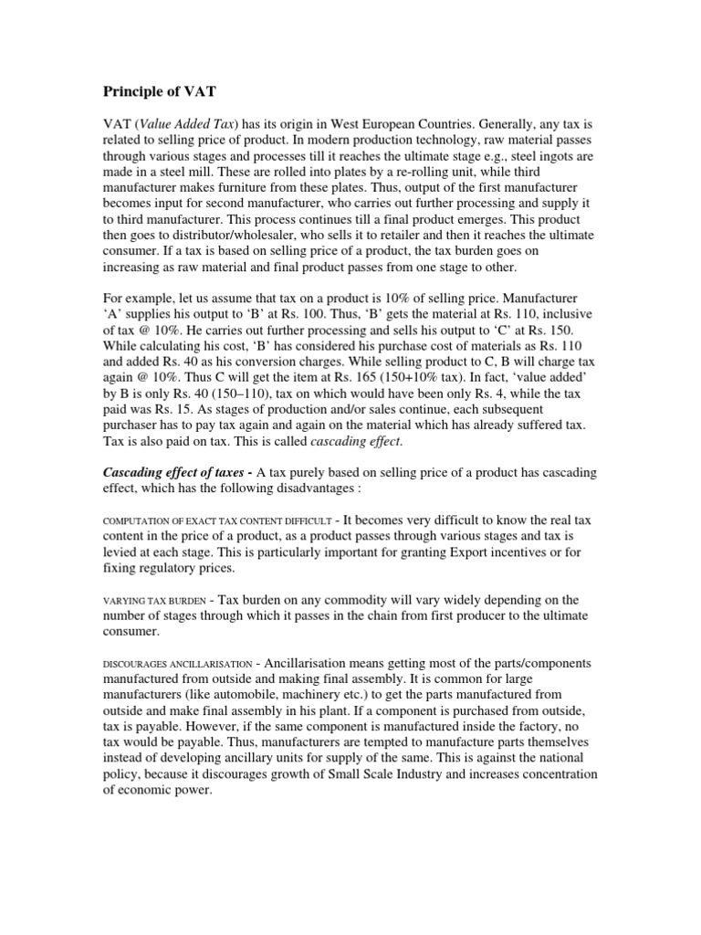 Principle of VAT | PDF | Value Added Tax | Value Added