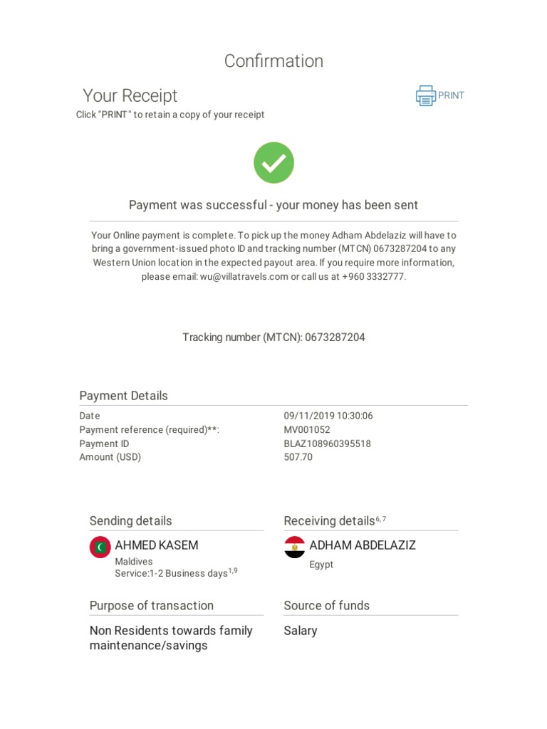 Confirmation Your Receipt: Payment Was Successful - Your Money Has Been ...