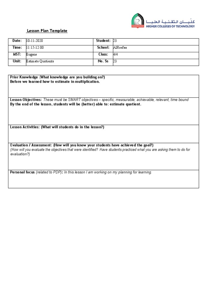 Estimate Quotients Lesson Plan | PDF | Educational Assessment | Lesson Plan