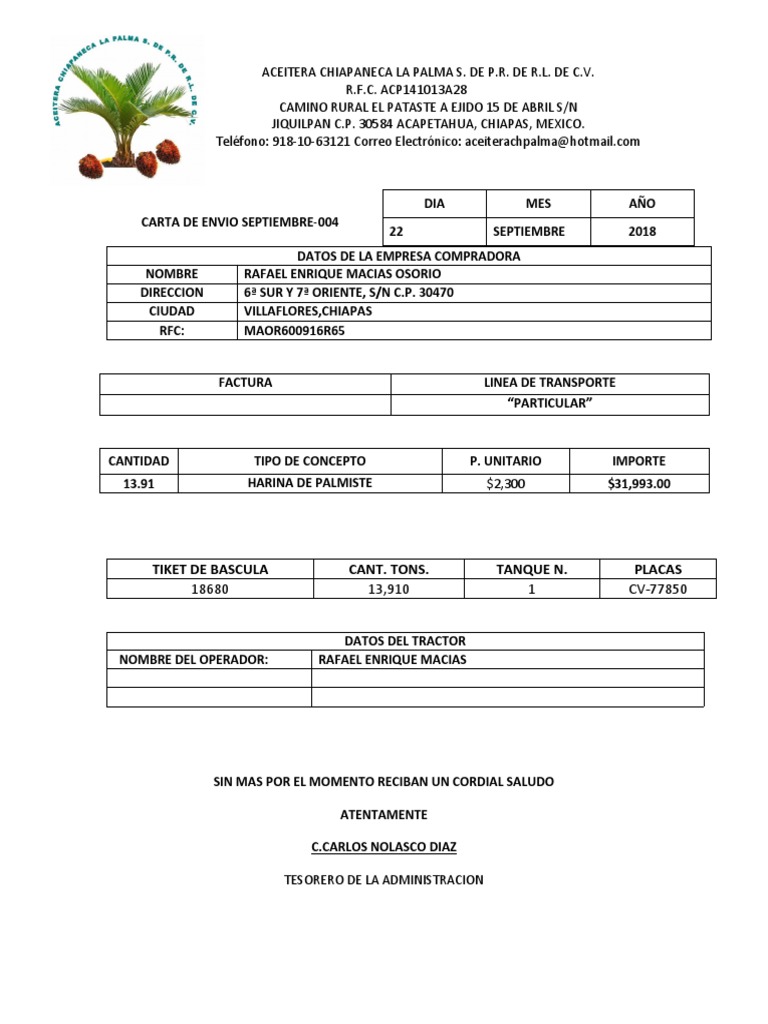 Carta de Envio | PDF