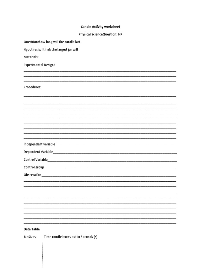 Candle Activity Worksheet | PDF | Multivariate Statistics | Statistical ...