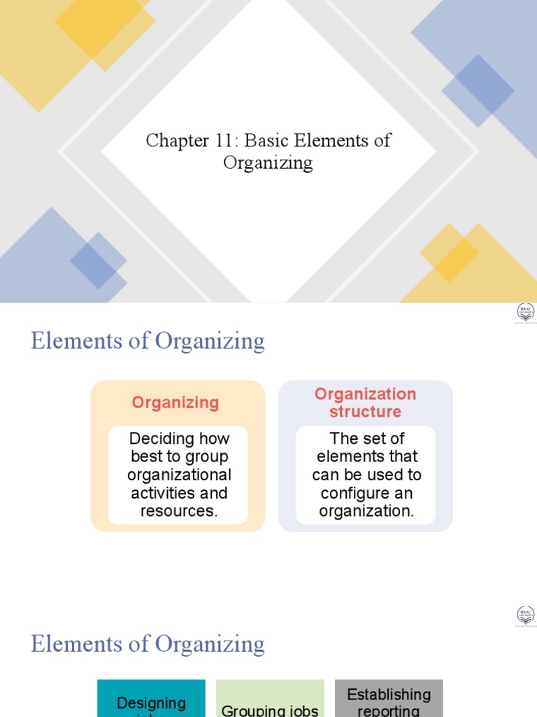 Chapter 11: Basic Elements of Organizing | PDF | Applied Psychology ...