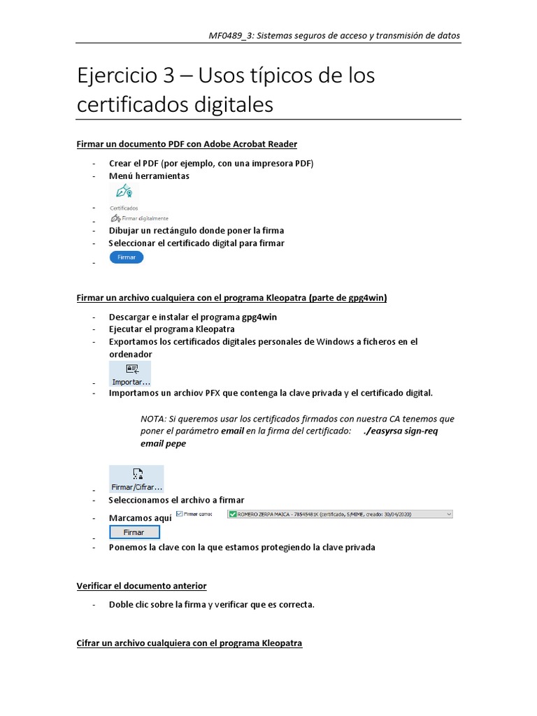 Certificados Digitales Pdf Clave Criptografía Cifrado