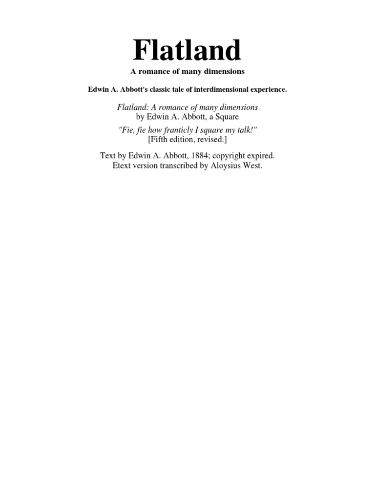 Flatland: by Edwin A. Abbott, A Square | PDF