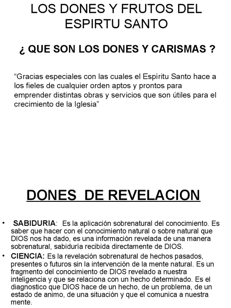 Los Dones y Frutos Del Es | PDF | Fe | Dios