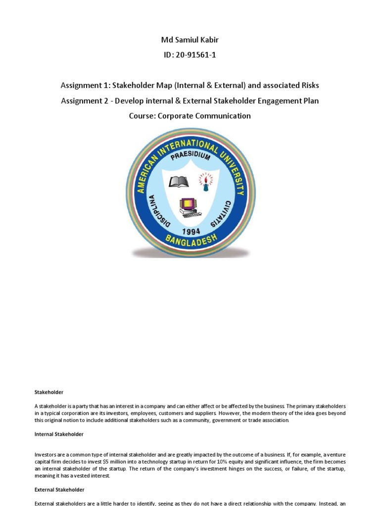 Internal & External Stakeholder Mapping | PDF | Stakeholder (Corporate ...