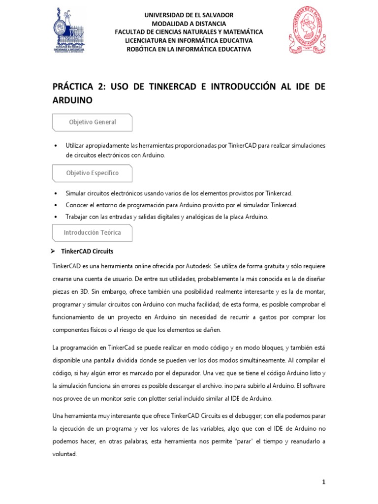 Guia 2 - Uso de Tinkercad e Introducción Al Ide de Arduino PDF | PDF | Entorno de desarrollo ...