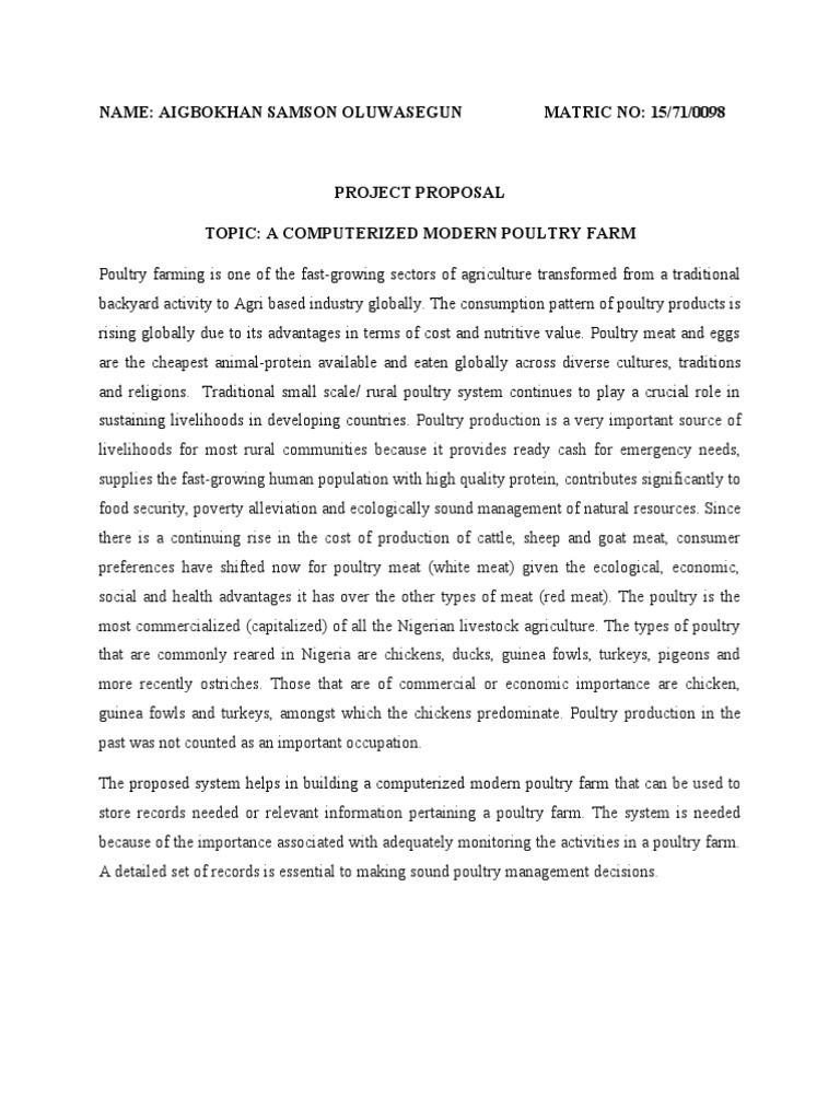 Proposal On COMPUTERIZED MODERN POULTRY FARM | PDF | Net Beans ...