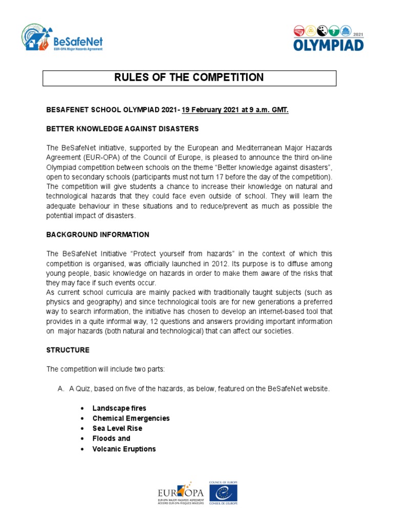 Rules of The Competition | PDF | Hazards | Email Address