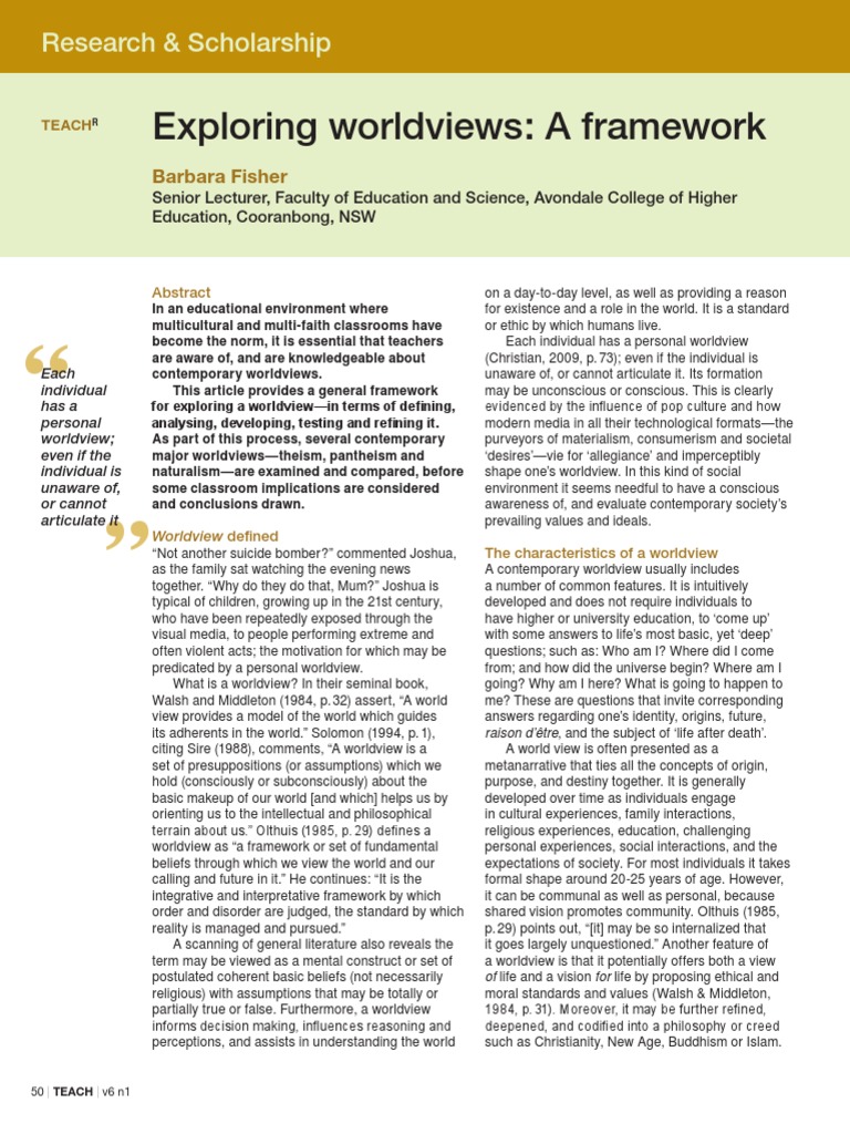 Exploring Worldviews A Framework | PDF | Naturalism (Philosophy) | God