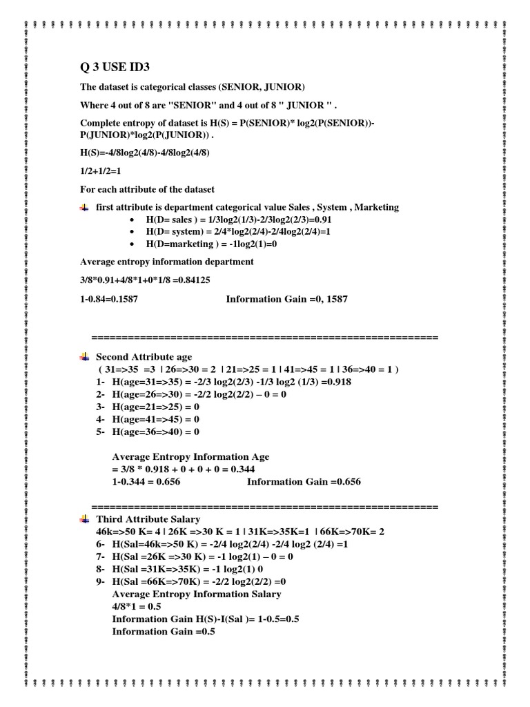 ID3 Decision Tree Algorithm for Categorical Classification | PDF ...
