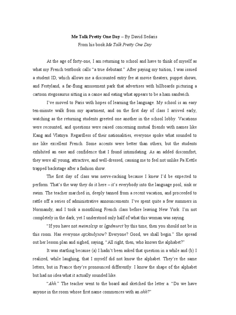Me Talk Pretty One Day by David Sedaris PDF | PDF