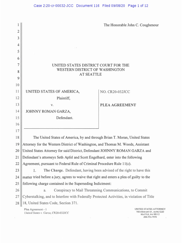 Johnny Roman Garza Plea Agreement | PDF | Violence