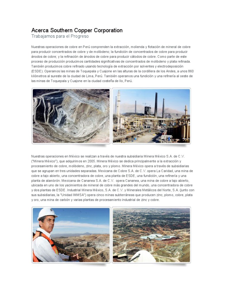 Southern Copper Corporation: Operaciones y Sostenibilidad | PDF | Cobre ...