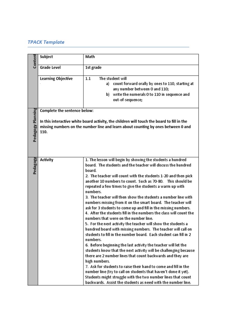 1st Grade Math Counting Lesson Plan | PDF | Educational Psychology ...