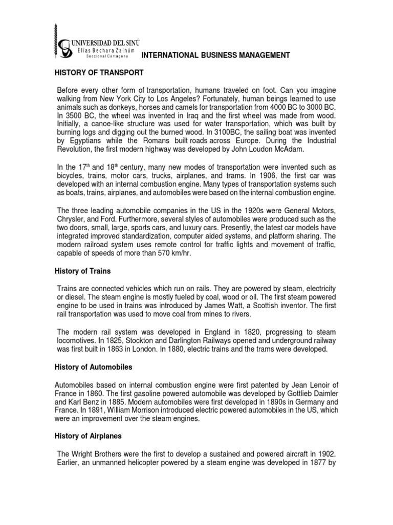 History of Transport | PDF | Car | Engines