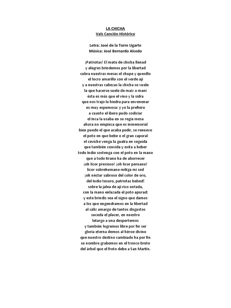 La Letra de La Chicha | PDF