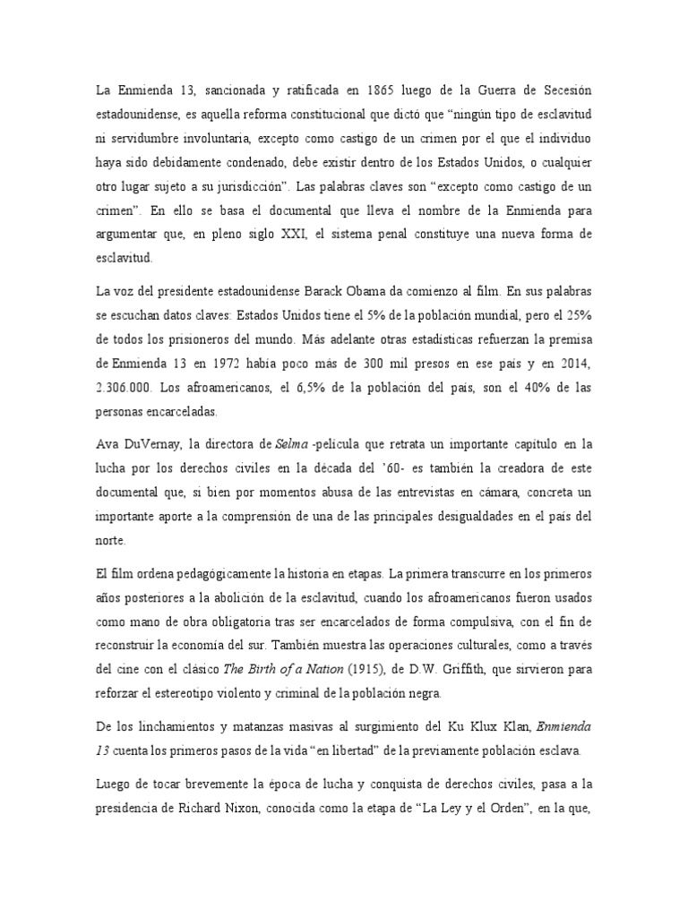 La Enmienda 13 y la Nueva Esclavitud | PDF | Decimotercera Enmienda a ...