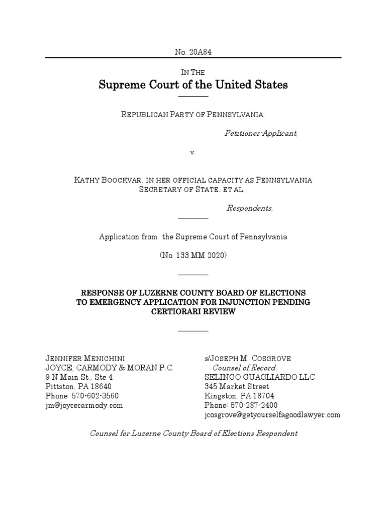 Revised Response To Emergency Application For Injunction | Download Free PDF | Certiorari ...