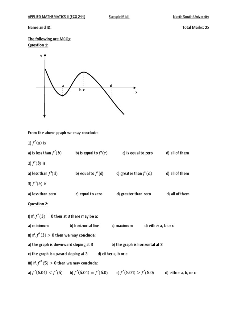 Eco 244 Sample Mid I | PDF | Maxima And Minima | Profit (Economics)