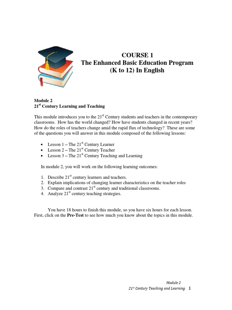 Course 1 The Enhanced Basic Education Program (K To 12) in English ...