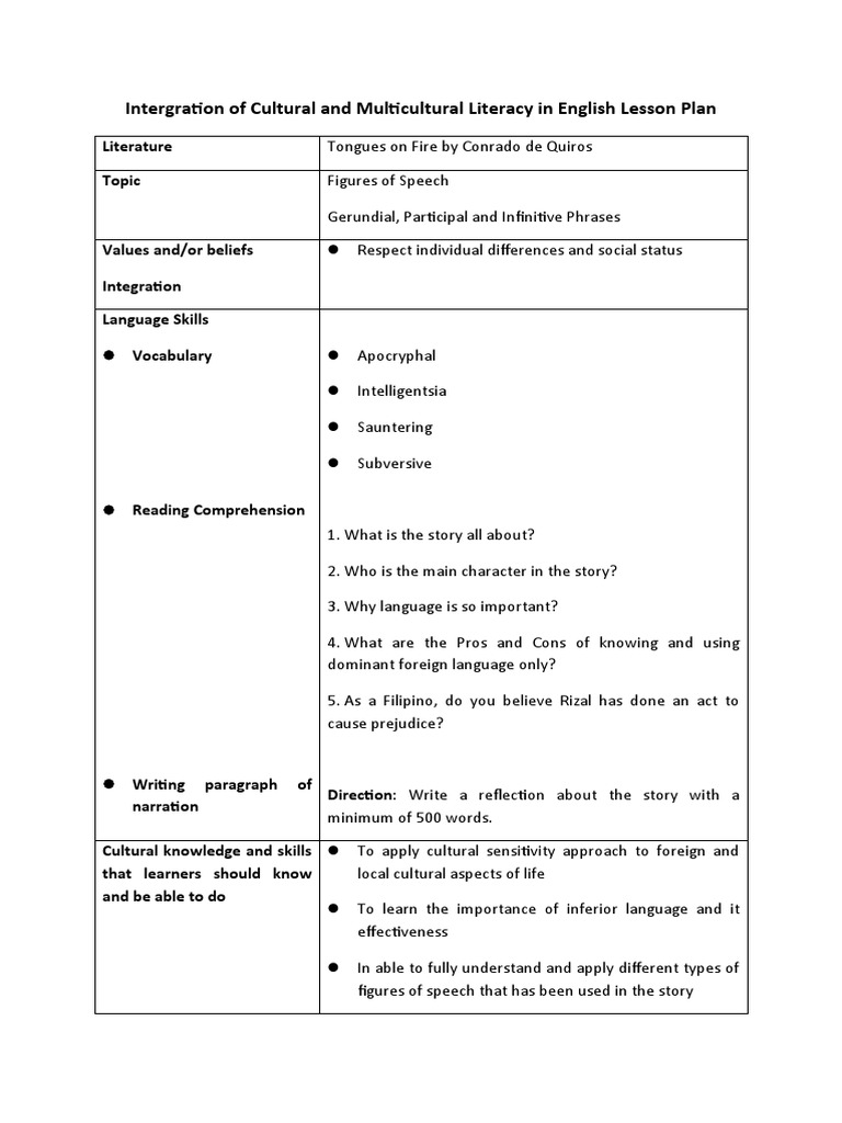 Cultural Literacy English Lesson | PDF | Reading Comprehension | Vocabulary