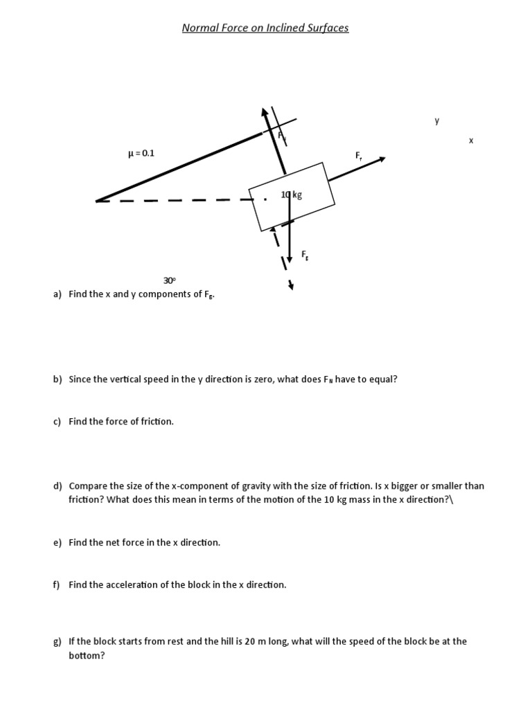 123U Normal Force On Inclined Surfaces | PDF
